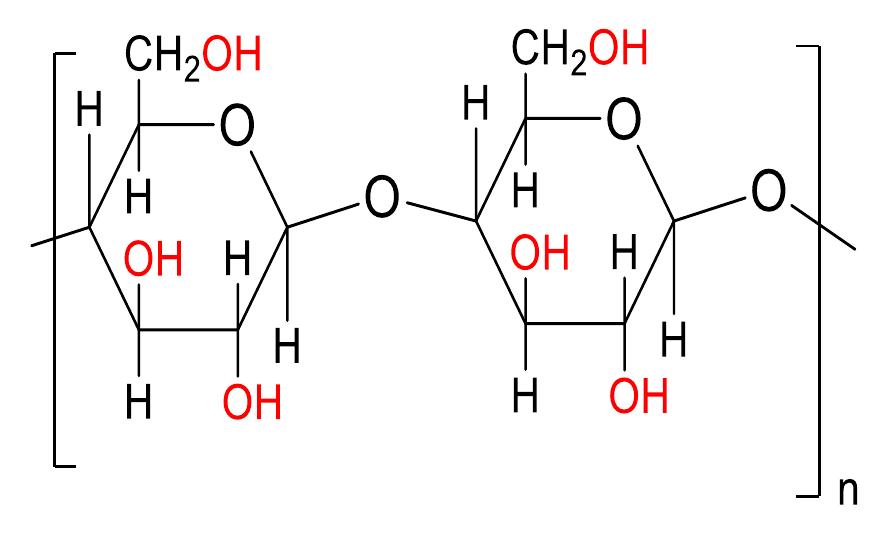 Chemical structure of cellulose polymer cellulose is an