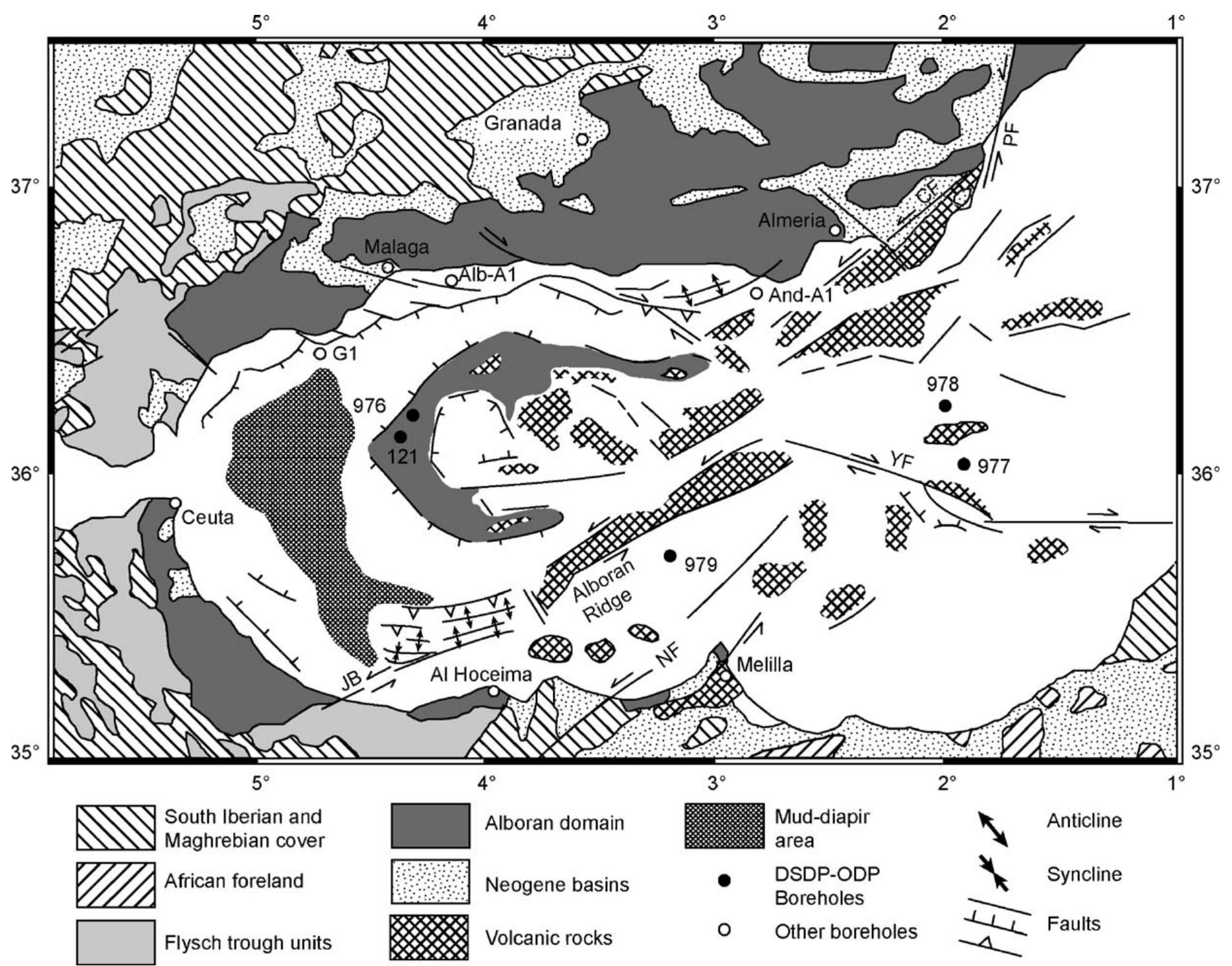 Geological map of the arc of gibraltar showing the betic and