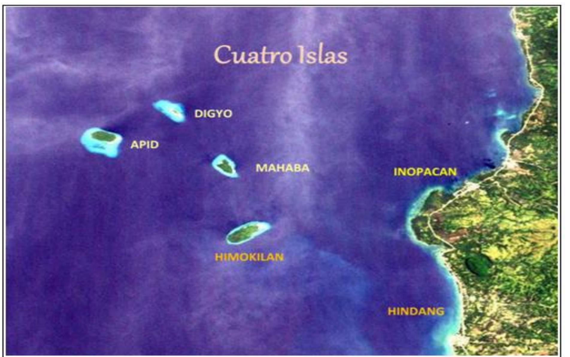 Map of cuatro isla showing the three study sites, apid,