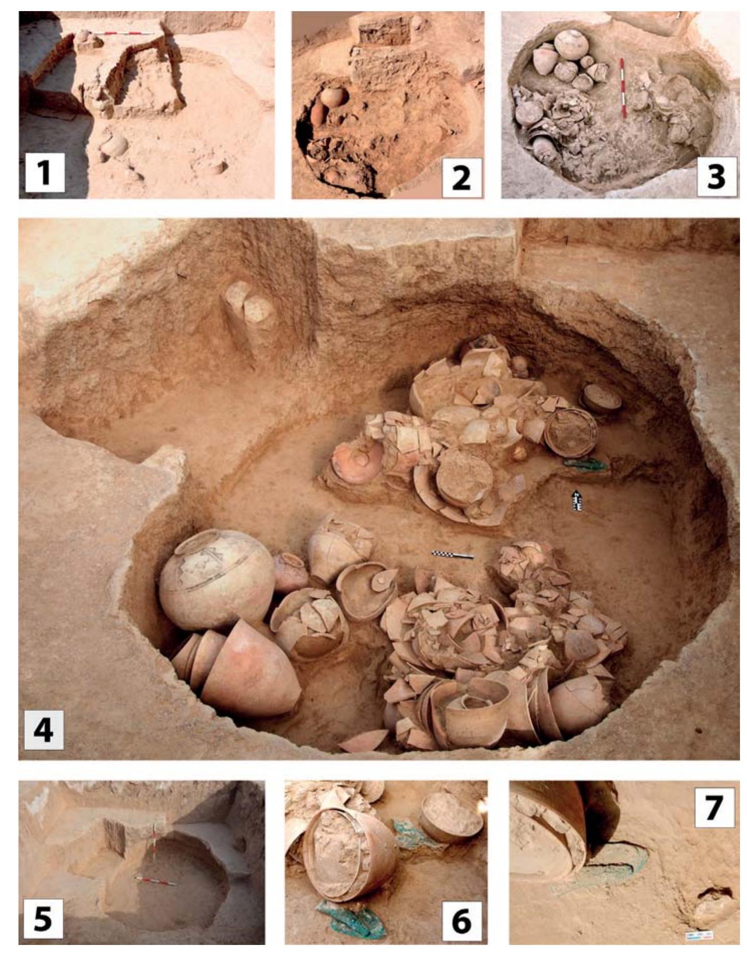 Pictures (1 to 5) of grave | at different stages of the