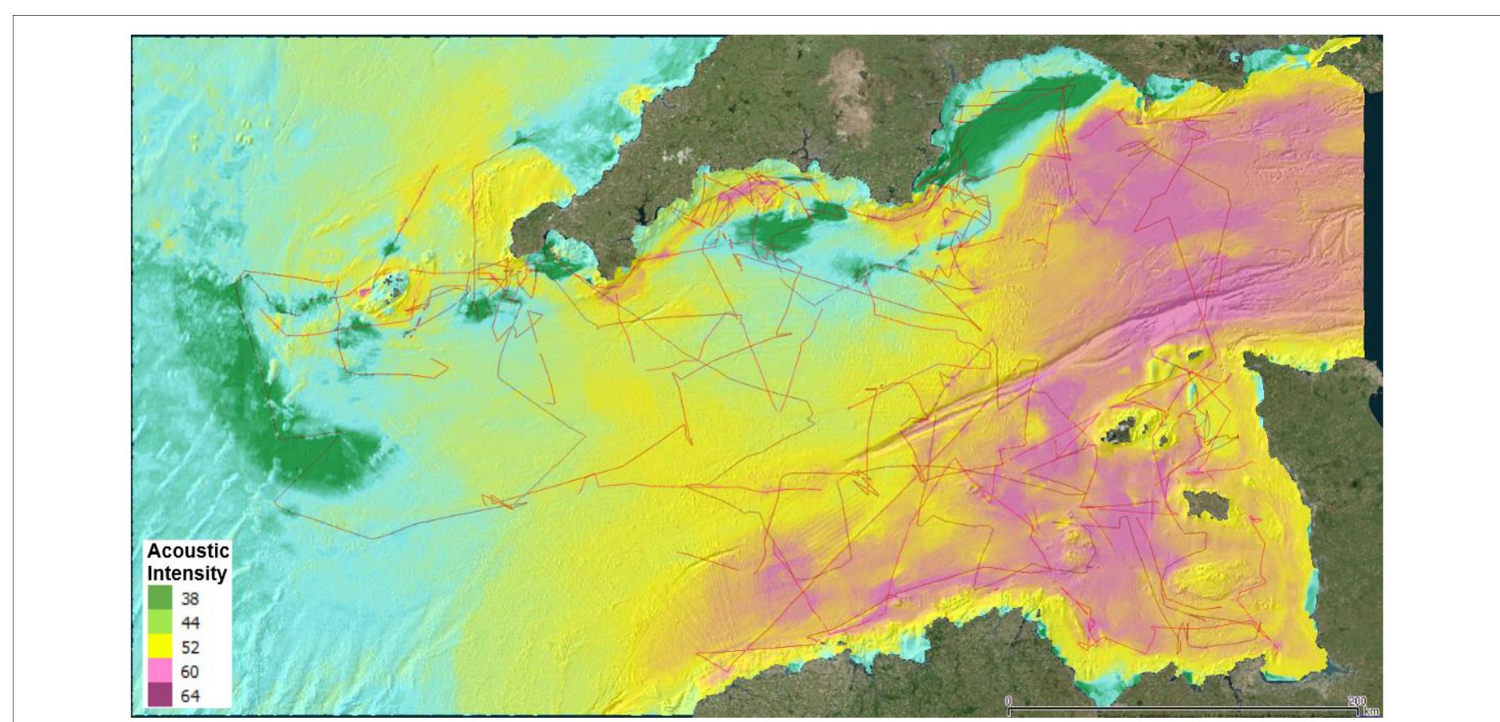 | random forest model of seabed acoustic intensity,