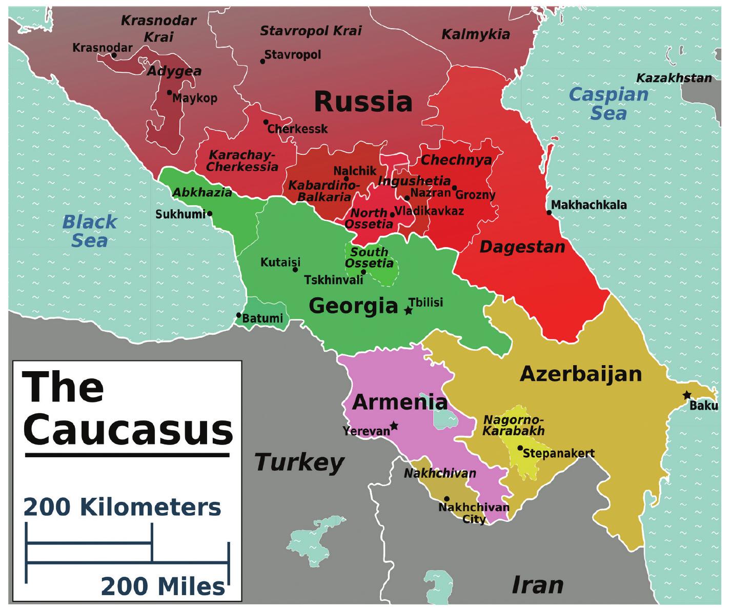 Map of the caucasus the research is based on the method of