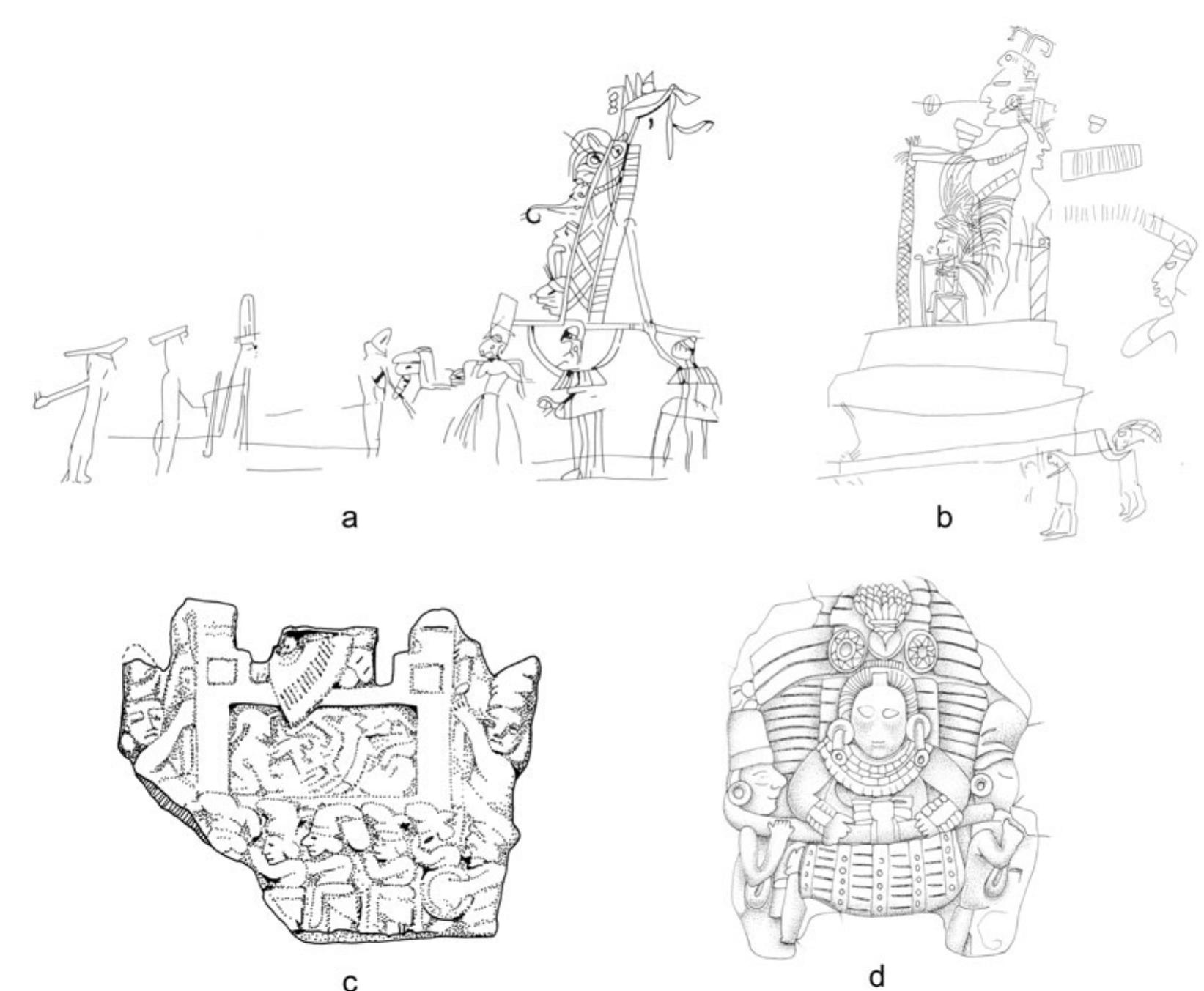 Non-royal people carrying palanquins and litters on