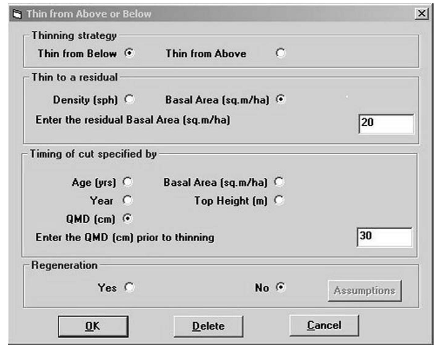 —the fvs°"*"° thinning form allows thinning from above or