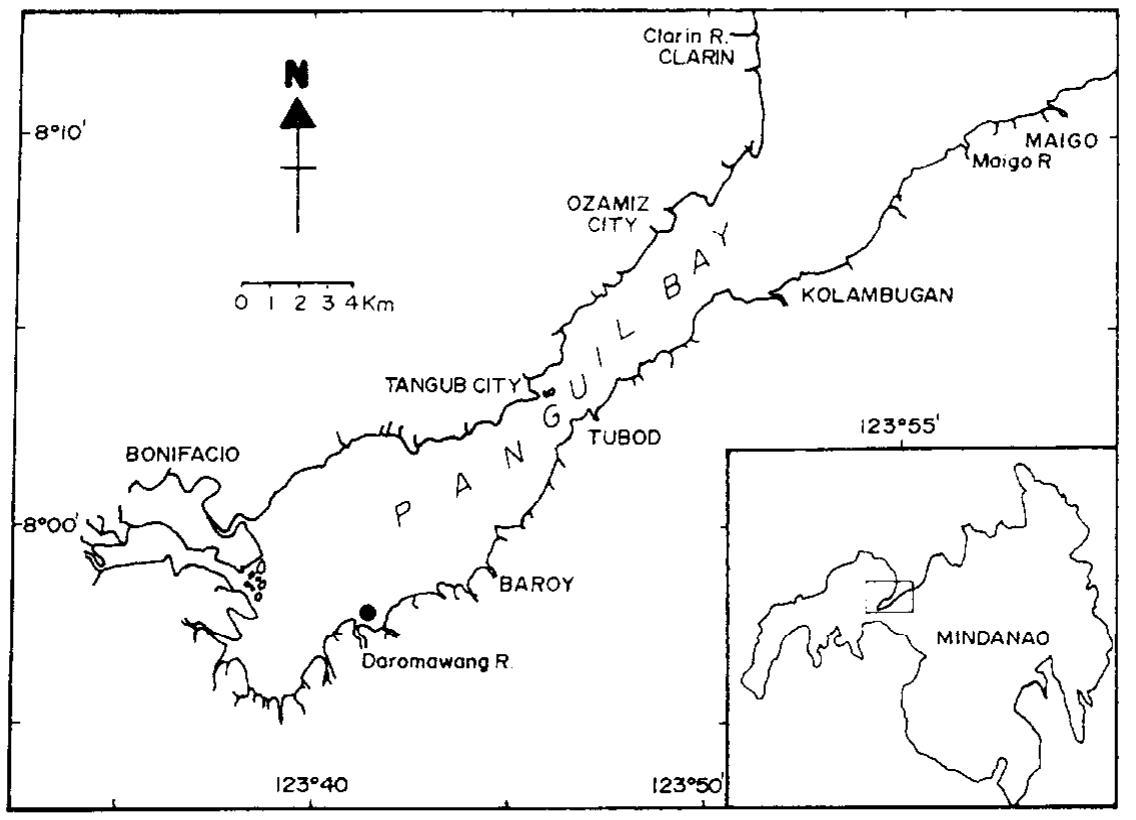 Map of panguil bay showing location of sampling site (@)