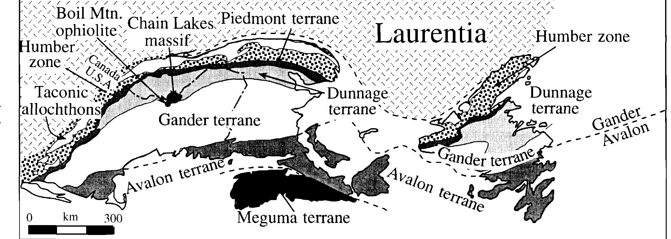 Simplified map of the northern appalachians showing the
