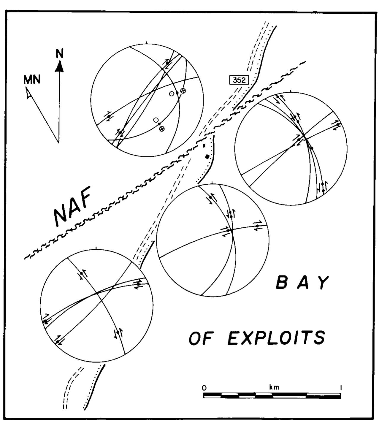 Diagramatic map of the northern arm fault zone showing the