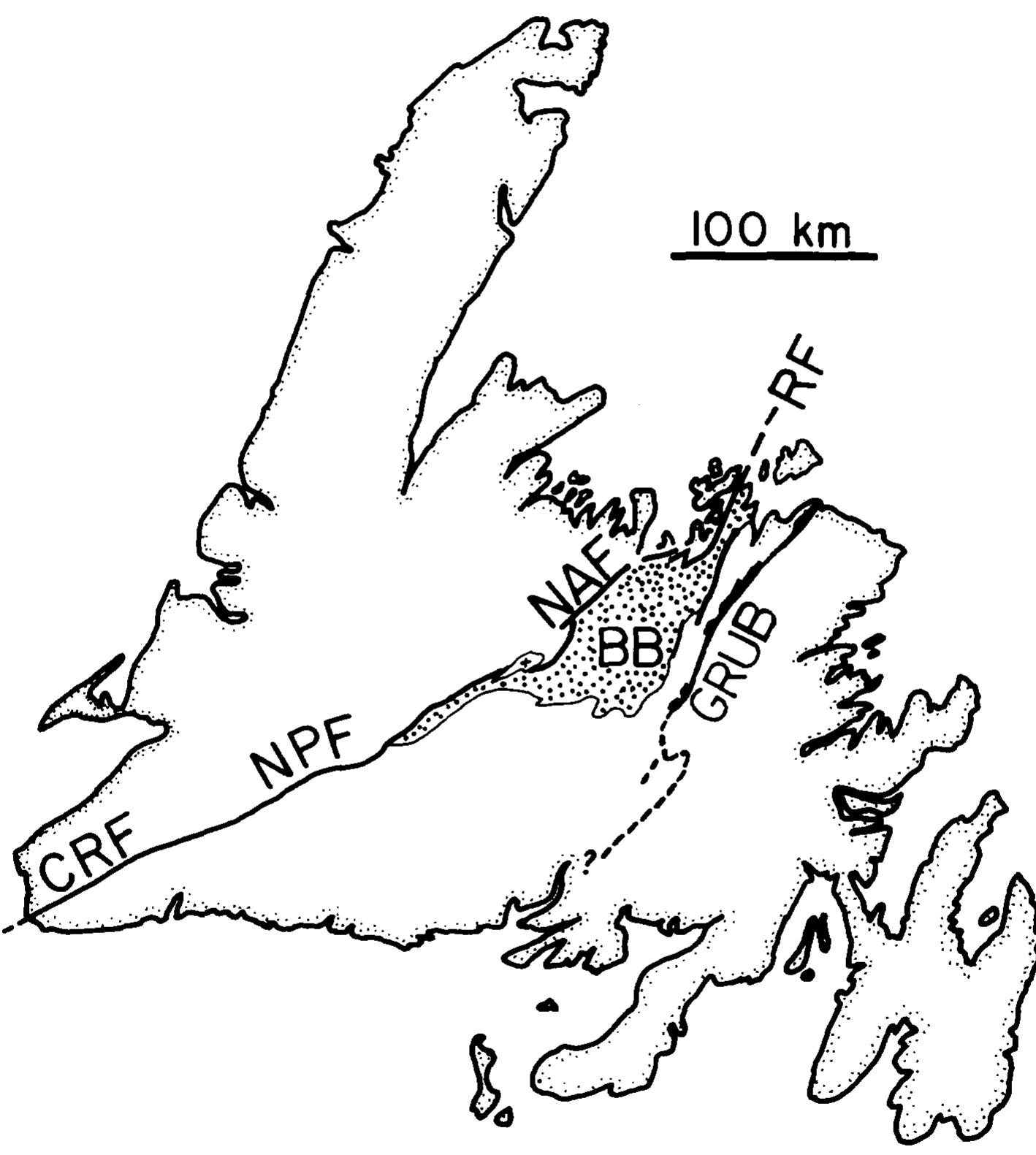 T. map of newfoundland showing the gander river ultramafic