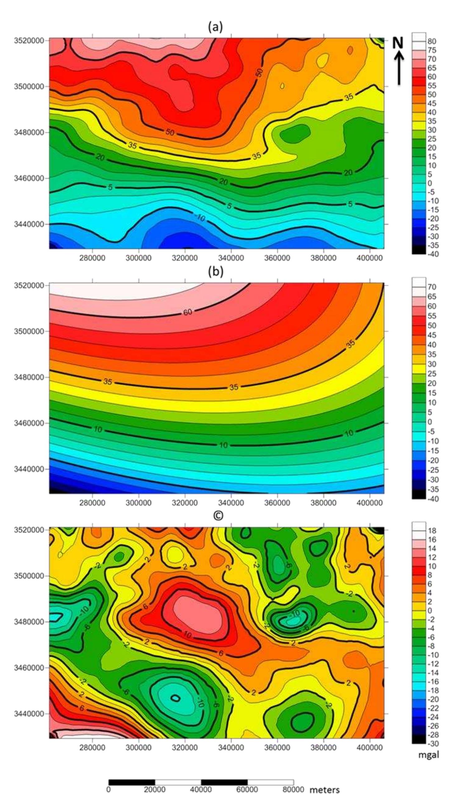(3): (a) gravity anomaly map of the study area (after
