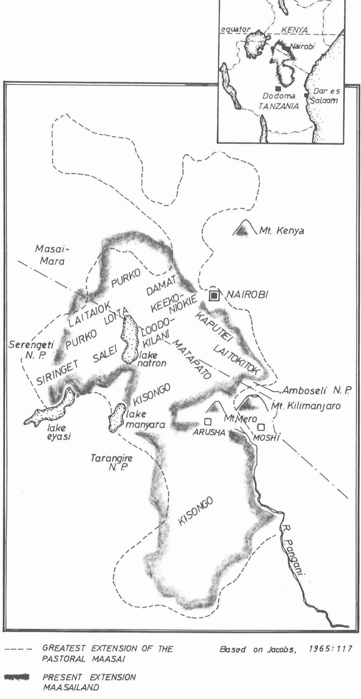 Map 1. geographical distribution of the pastoral maasai.