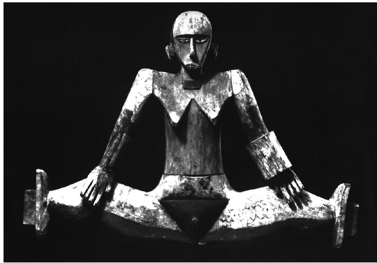 Painted wooden house gable with hocker, palau.