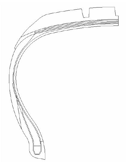 2d parametric cad model of an existing type of tire,