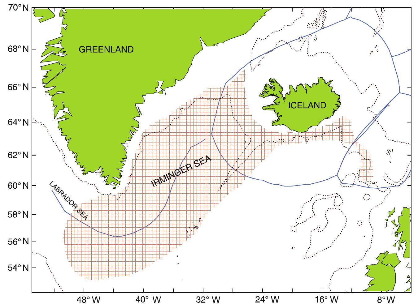 Schematic overview of fishing areas for deep-sea redfish