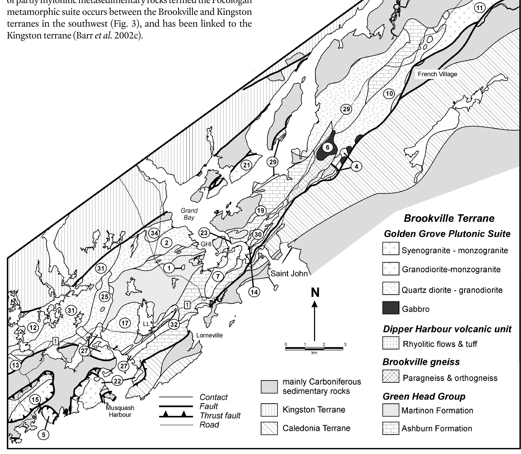 Simplified geological map showing the distribution of major
