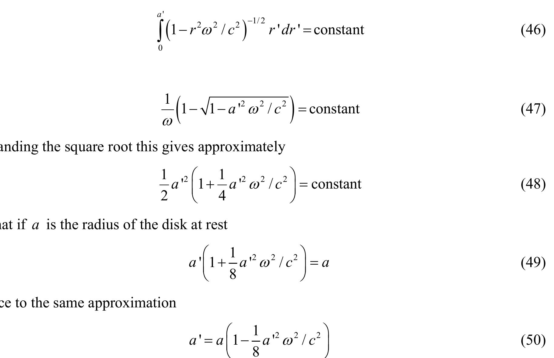 Here a' is the radius of the disk referred to its corotating
