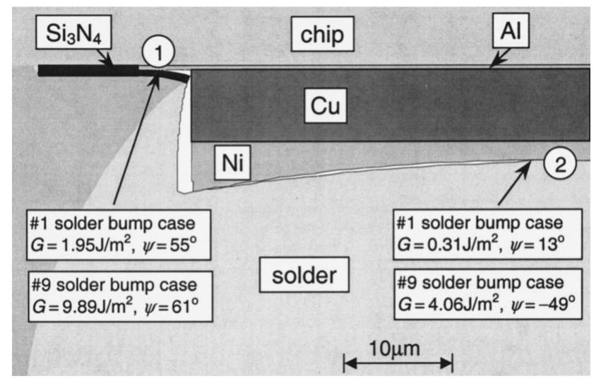 Schematic of a long delamination near ubm. the crack is
