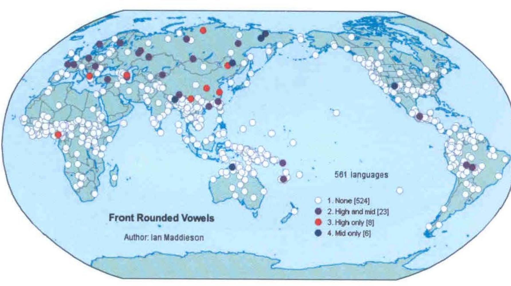 Map 13: front rounded vowels turkic, and mongolic languages,