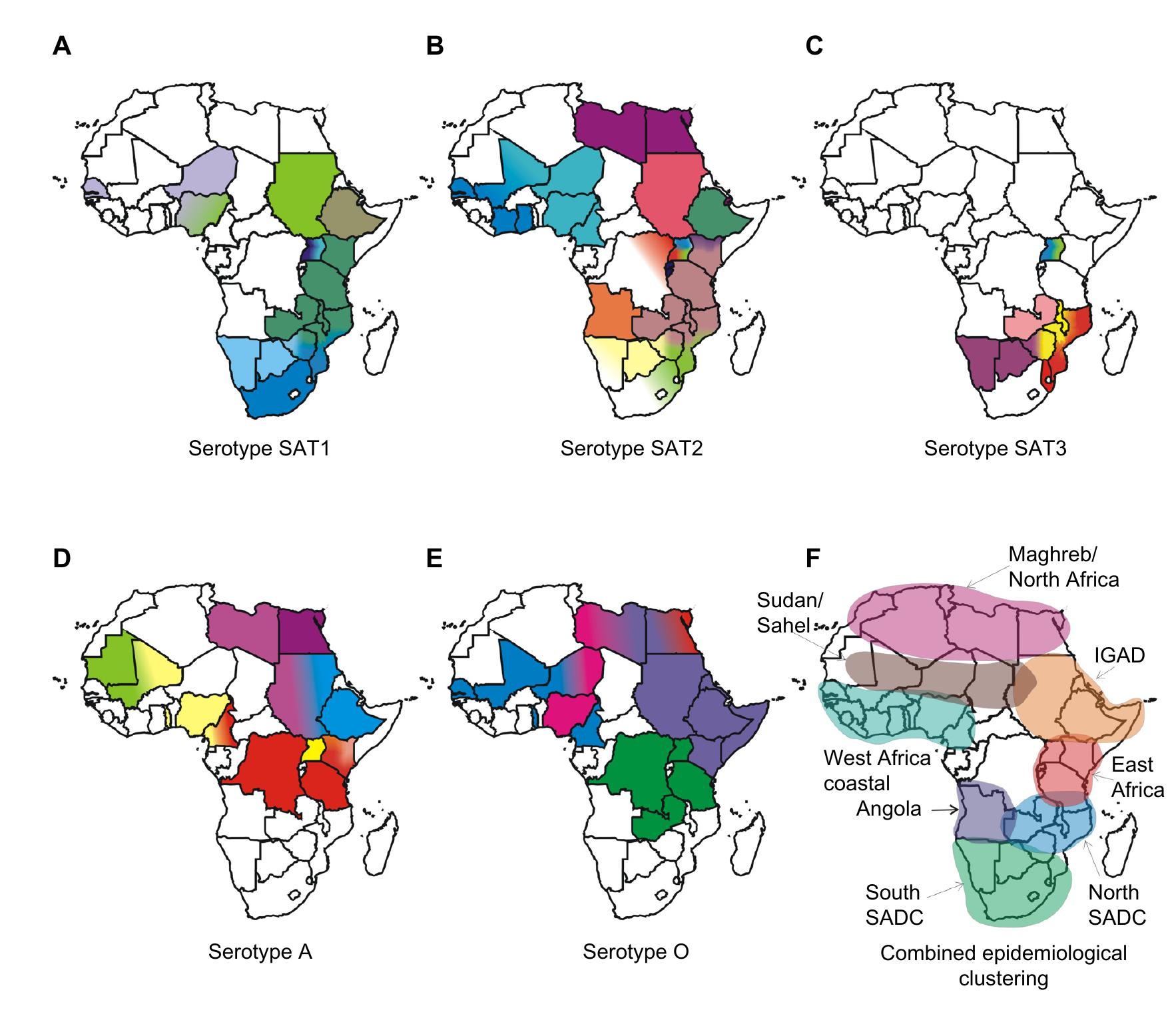 | maps of africa showing the serotype and topotype