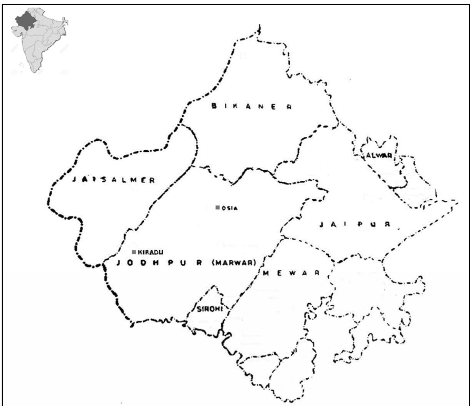 Location map of osian and kiradu temples gupta patronage the