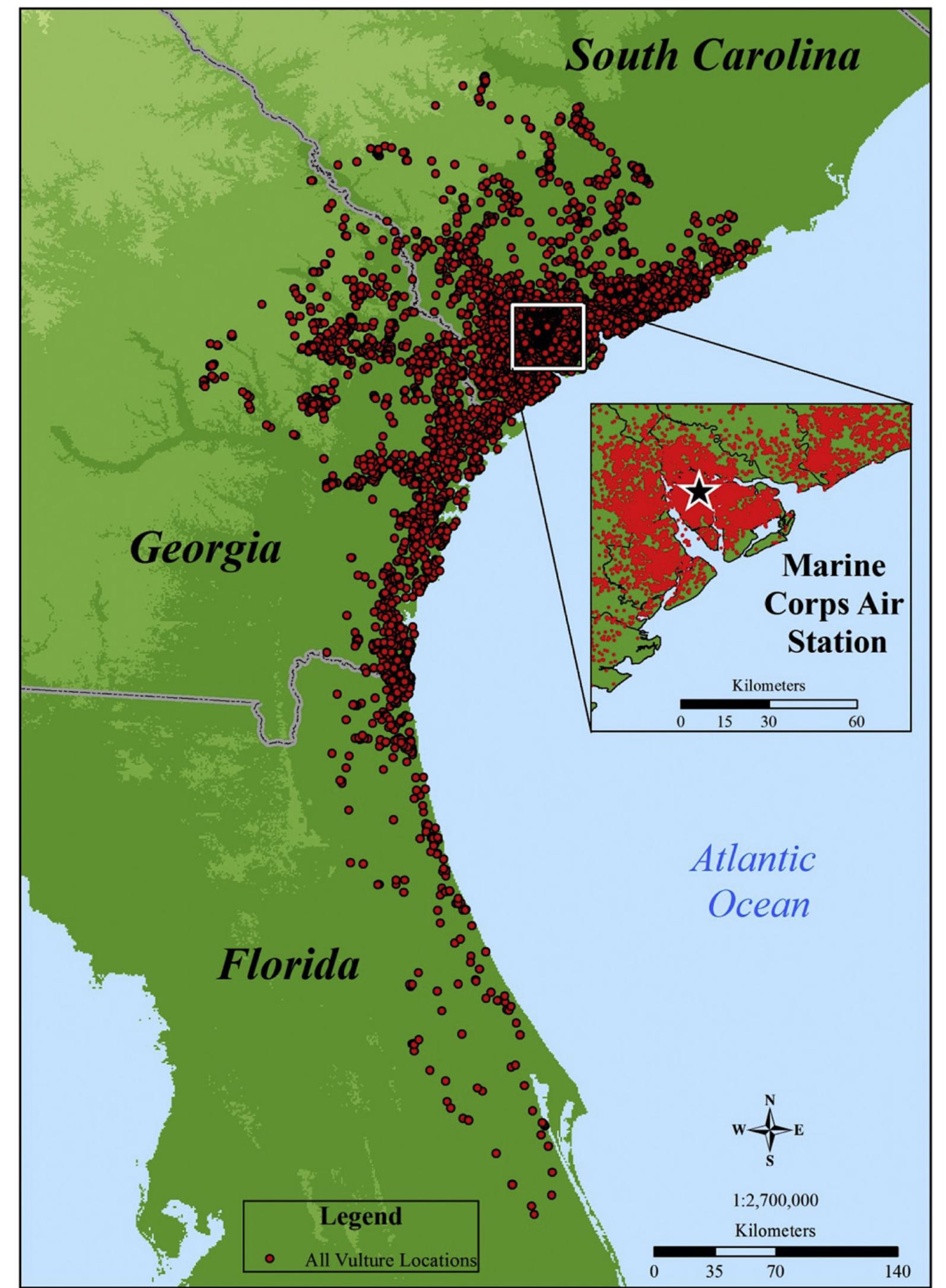 Our study occurred in and around marine corps air station