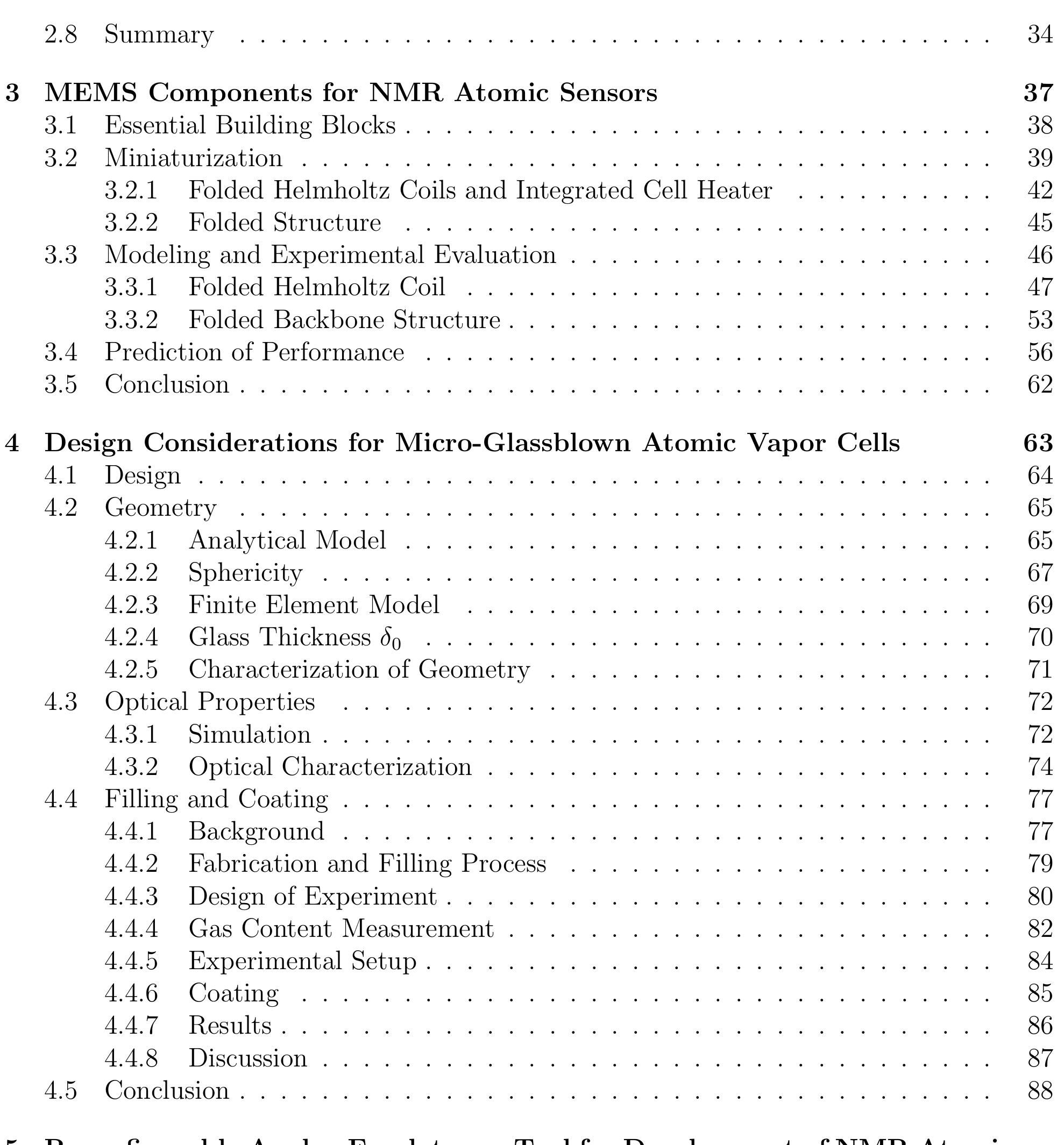 Table 2 - MEMS Components for NMR Atomic Sensors