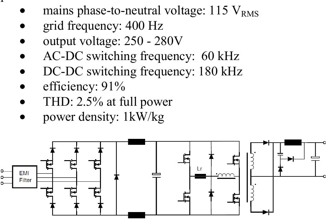 Buck type rectifier and dc-dc full bridge topology