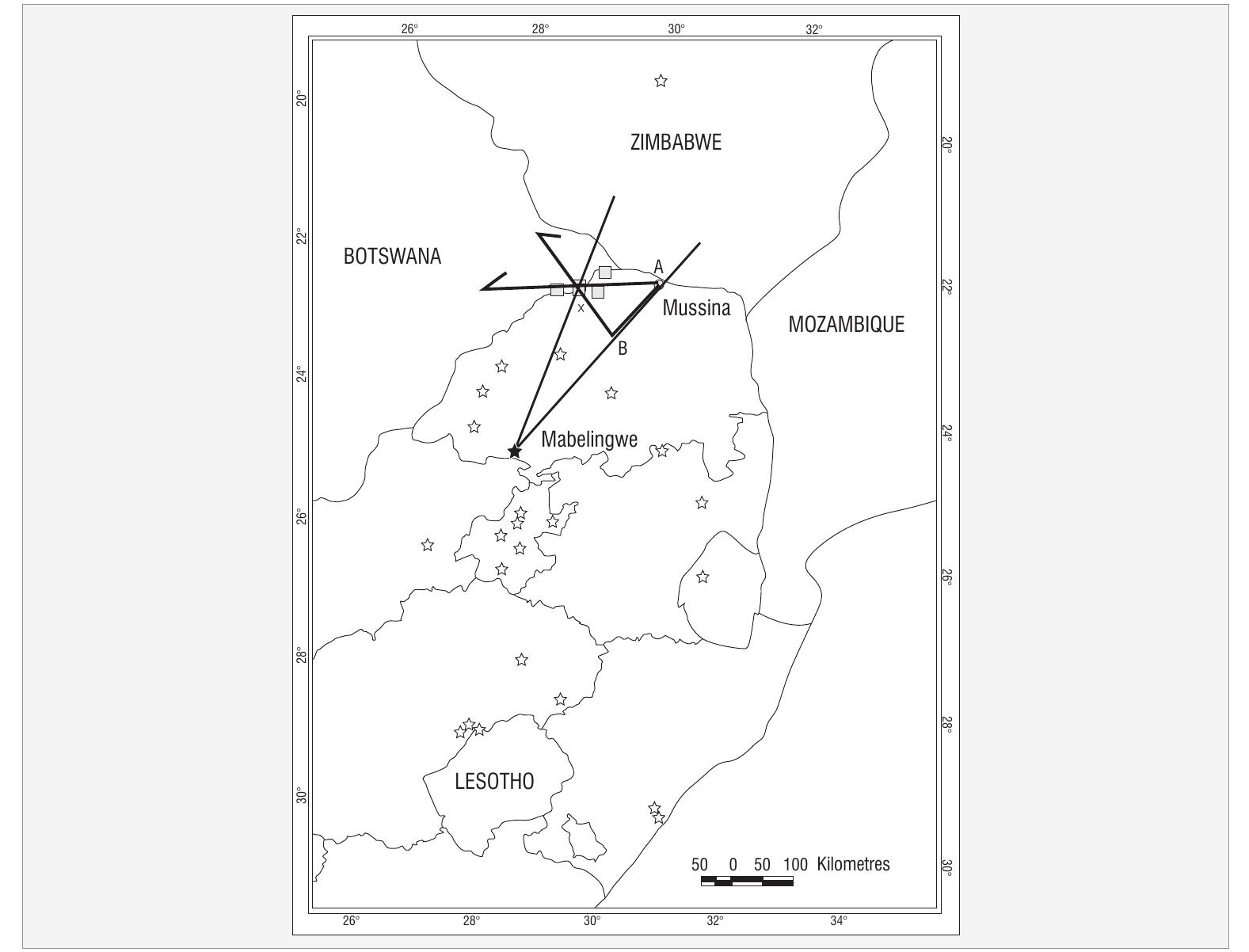Map showing the locations at which the meteor was observed.