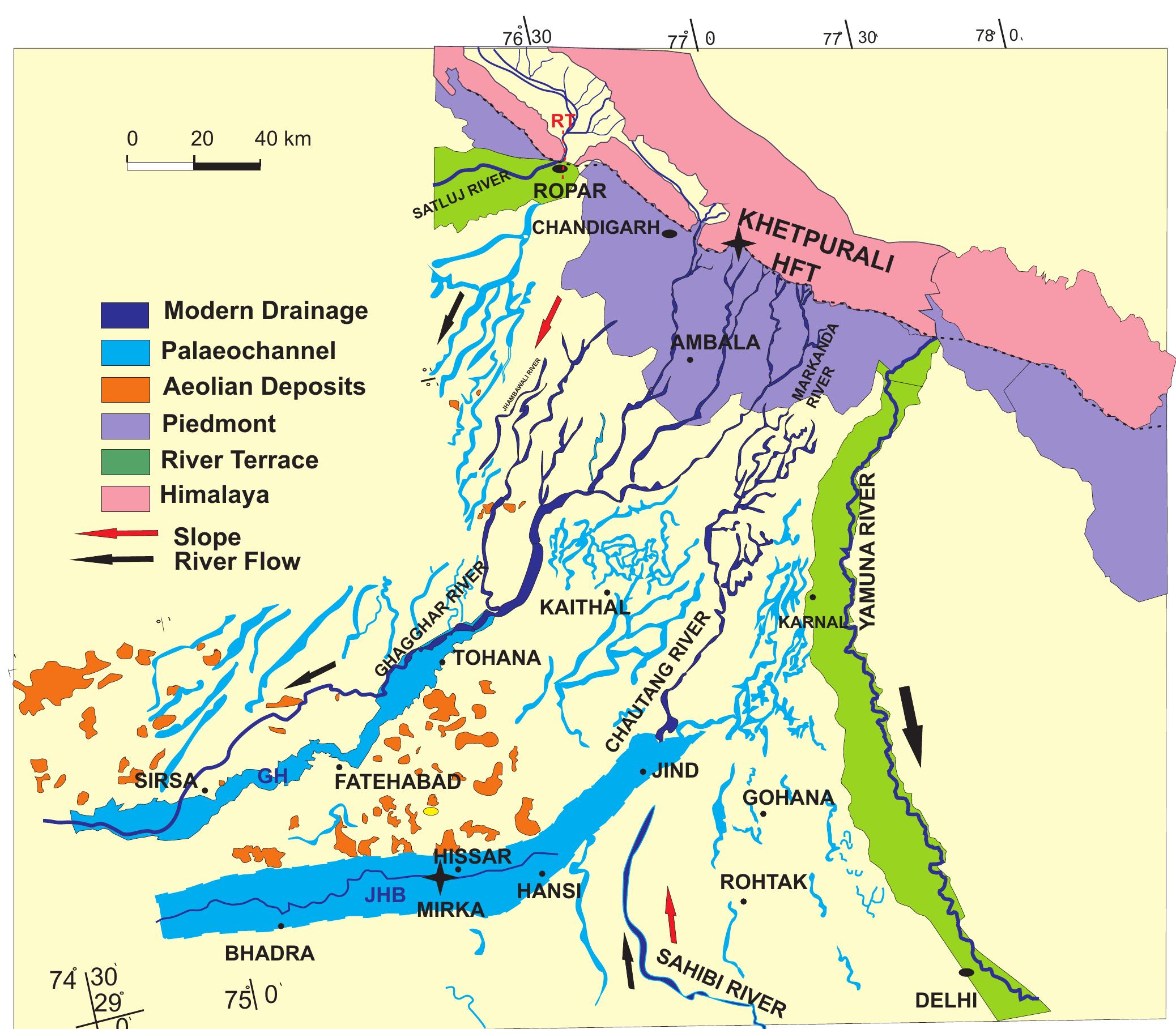 Geomoprhological map of a part of the piedmont and central