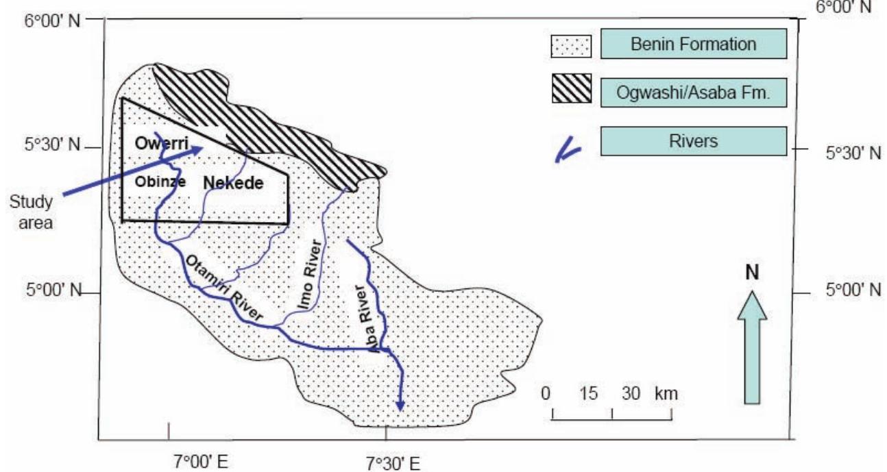 Geological map of the middle imo river basin showing the