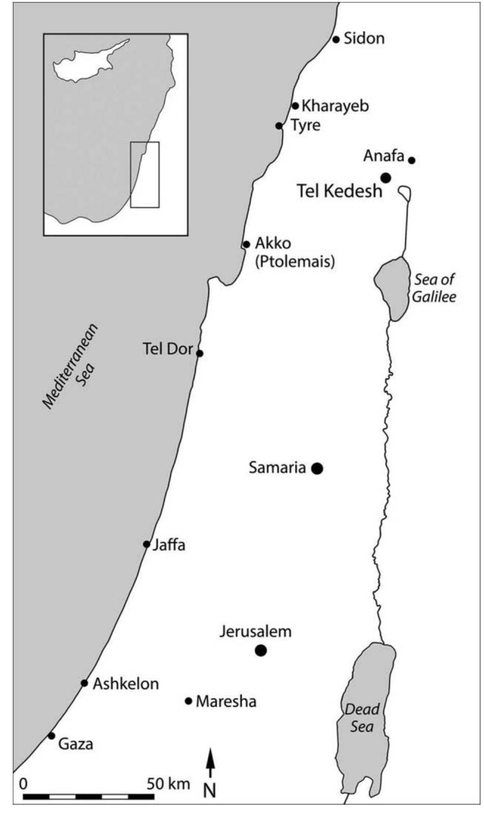 Map showing the location of tel kedesh. (map by a. regiv-