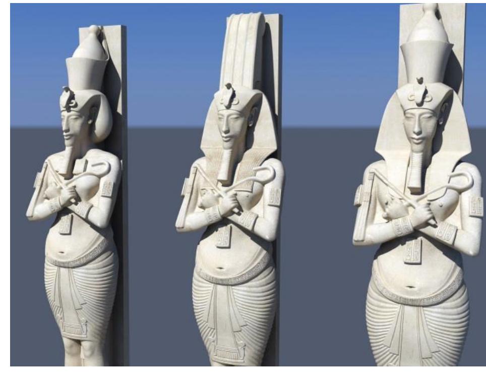 3d reconstruction of amenhotep iv colossal statues from