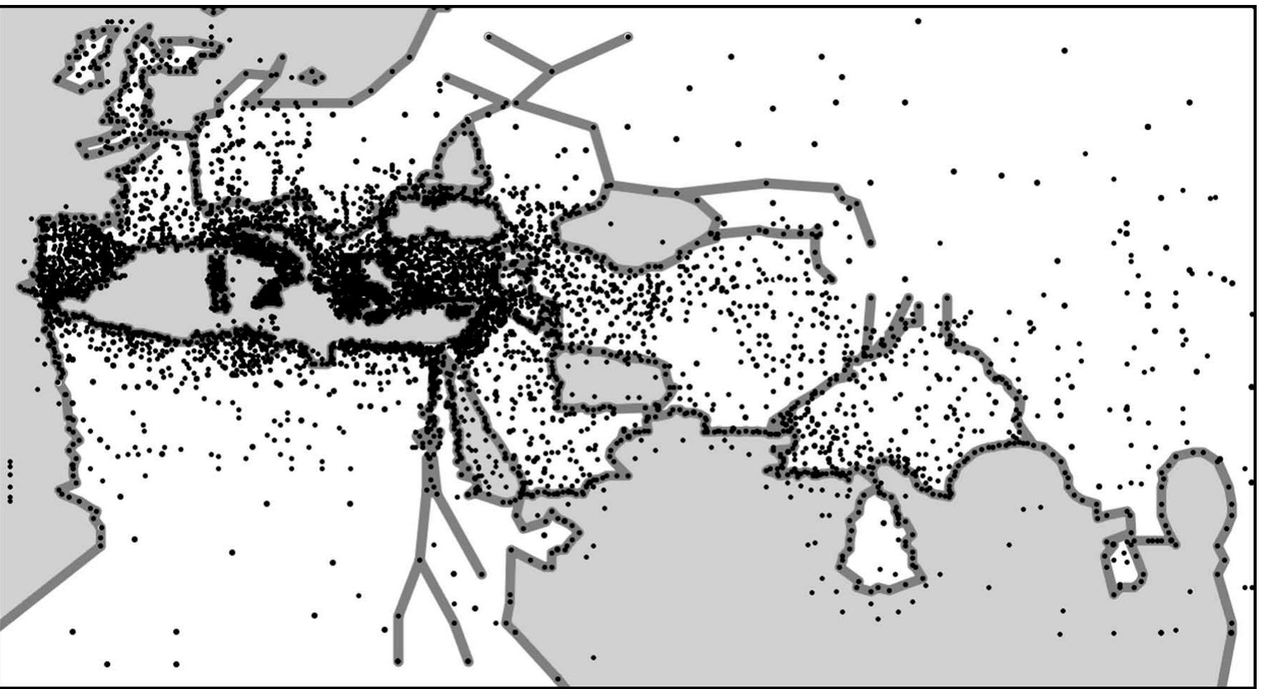 Claudius ptolemy’s map of the world (c. ap 150), showing the