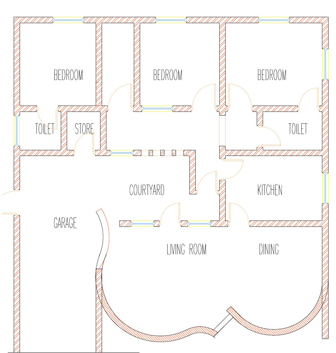 5b the floor plan of a 3 bedroom bungalow staff house