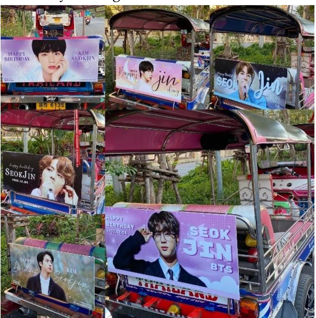 Birthday messages on the back of tuk-tuk in bangkok. more