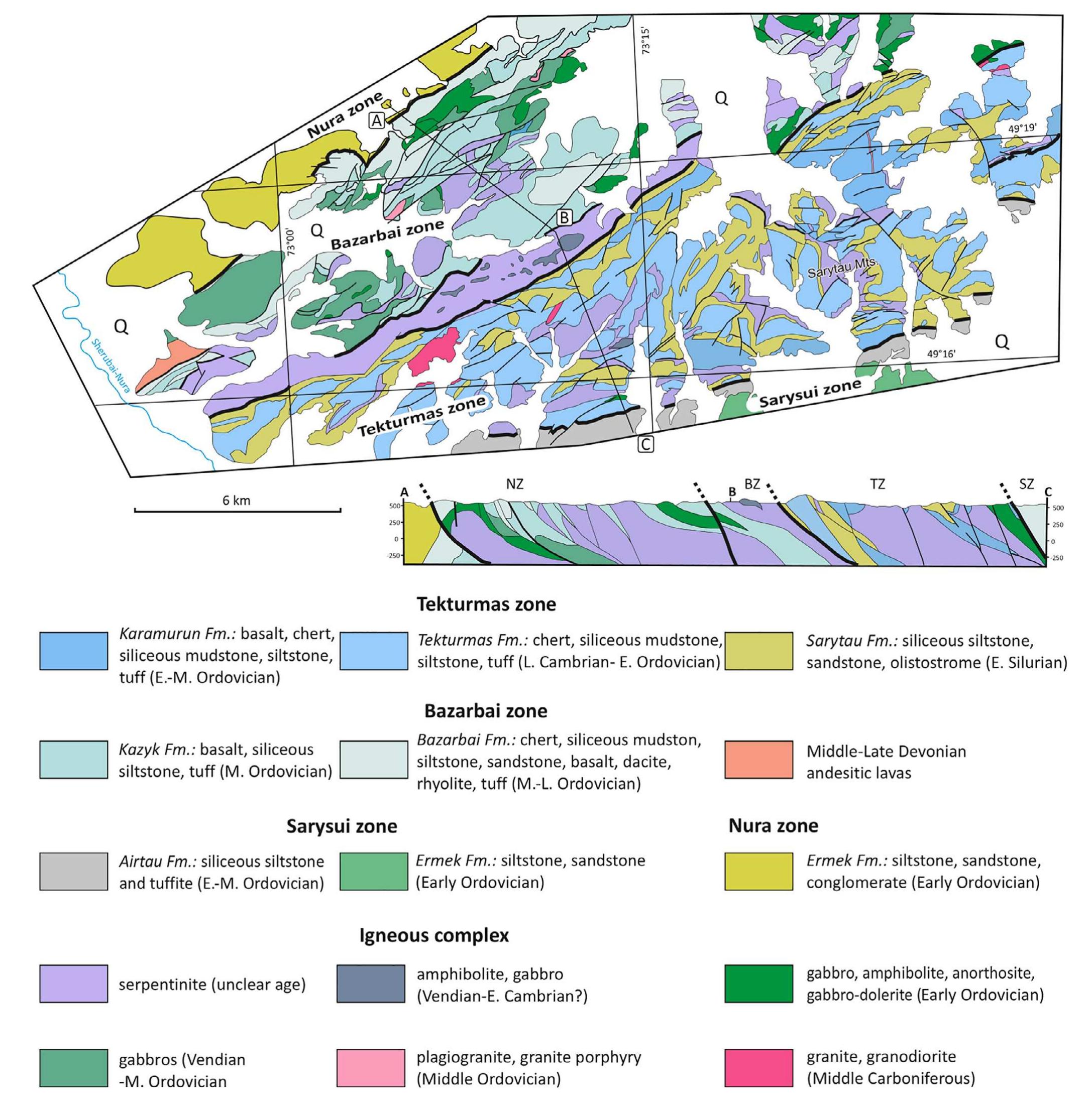 geological map of the tekturmas belt in central