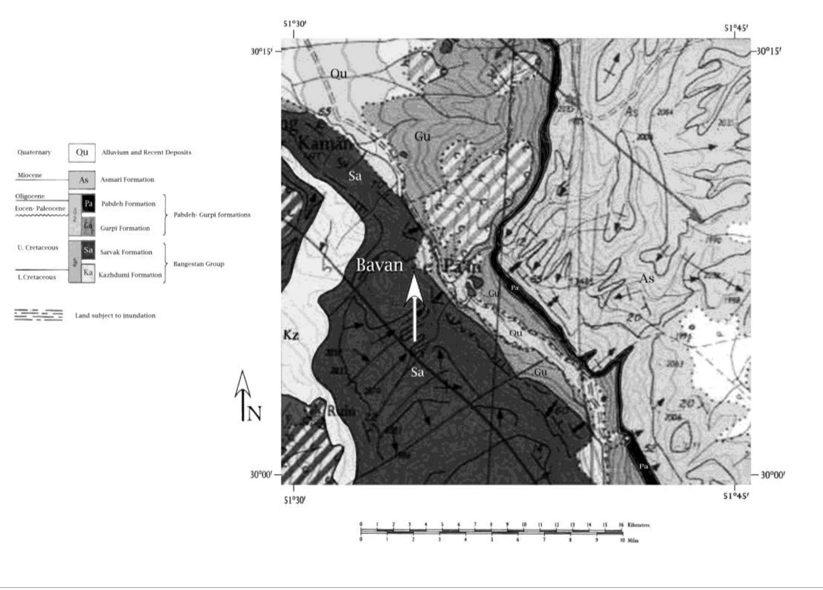 Geological map of cretaceous strata through oligo-miocene