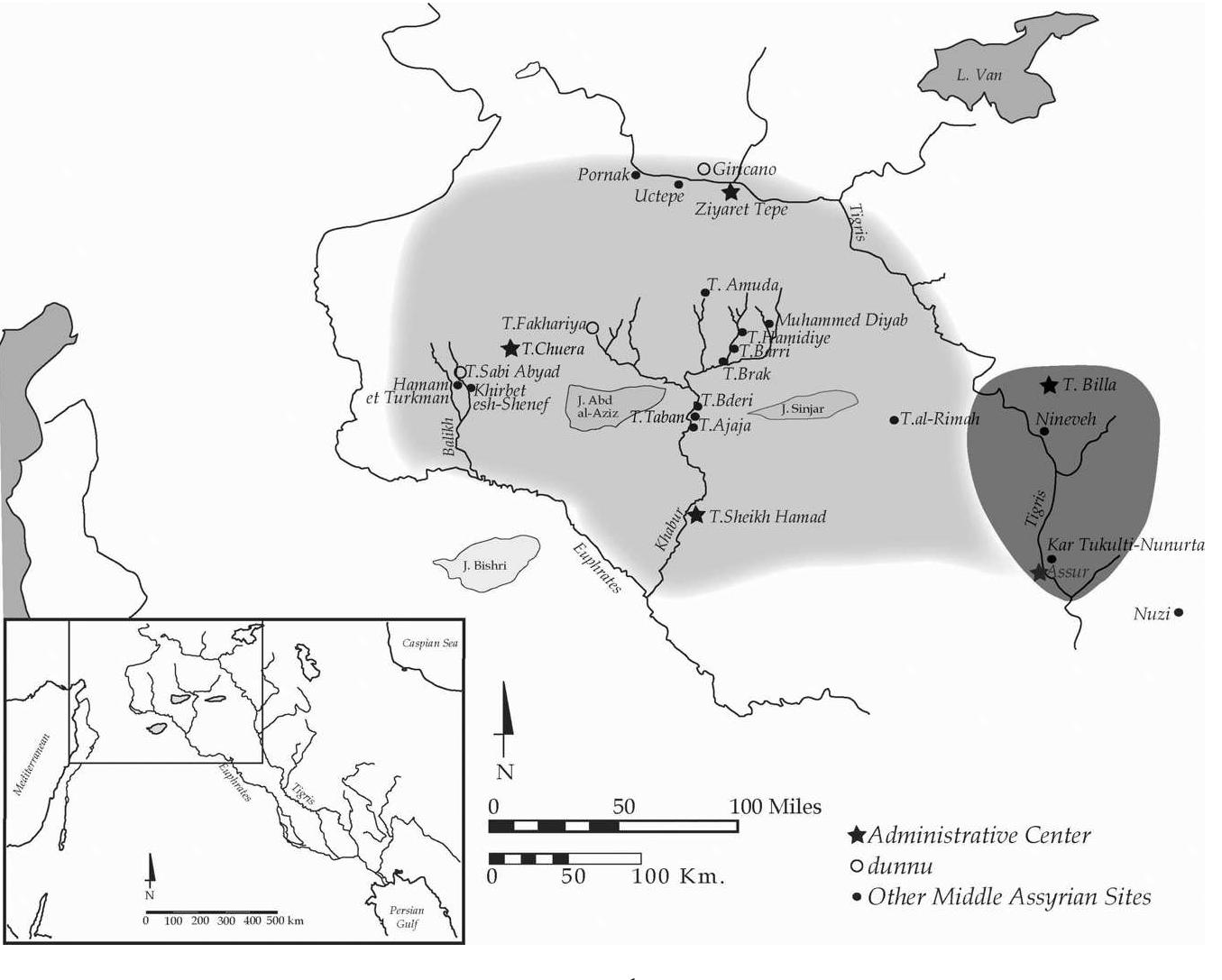 Map of middle assyrian hanigalbat