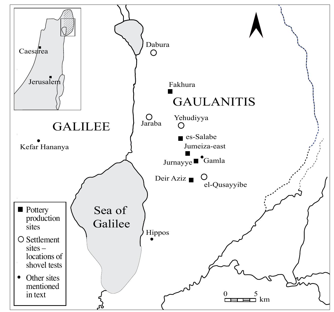 Map of gaulanitis and part of the eastern galilee showing