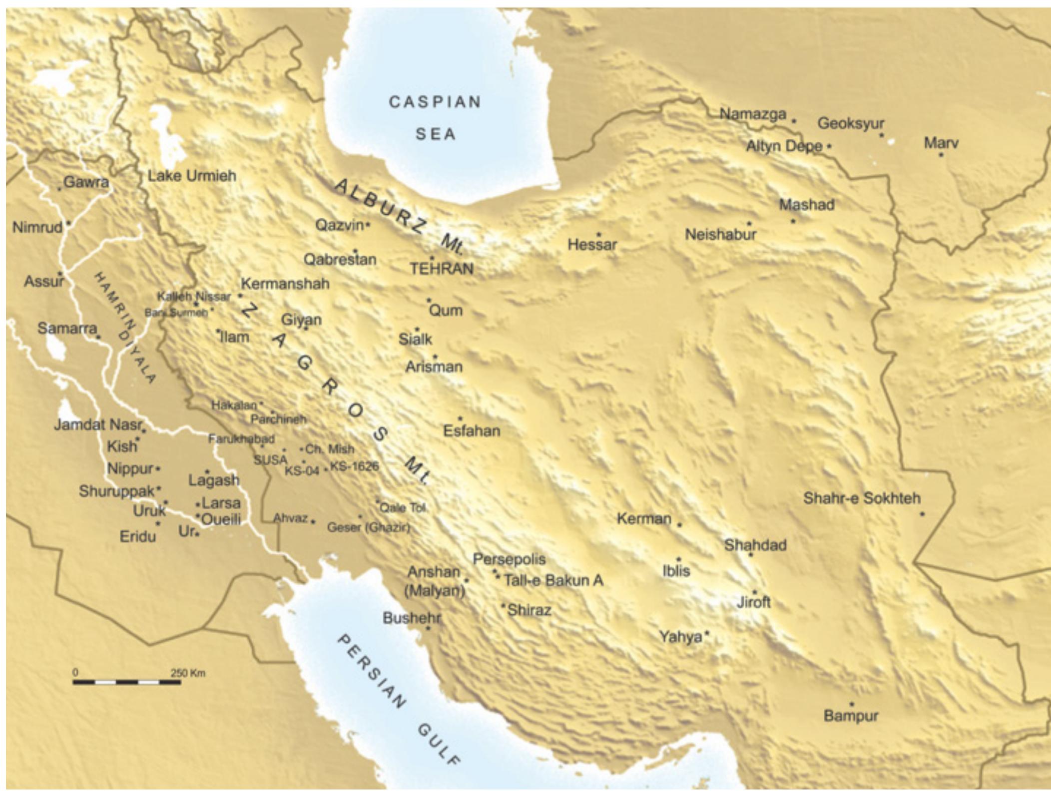 1. map of iran showing major ancient sites. size of the