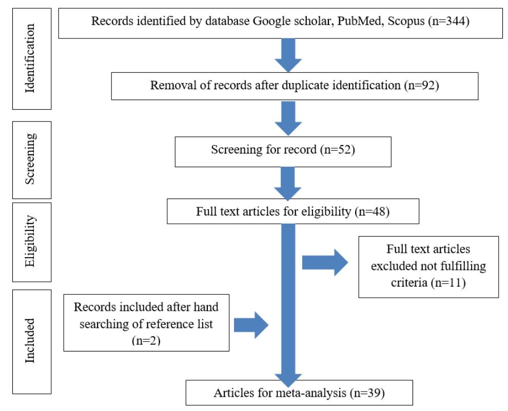 Flow chart of the selection of eligible studies for