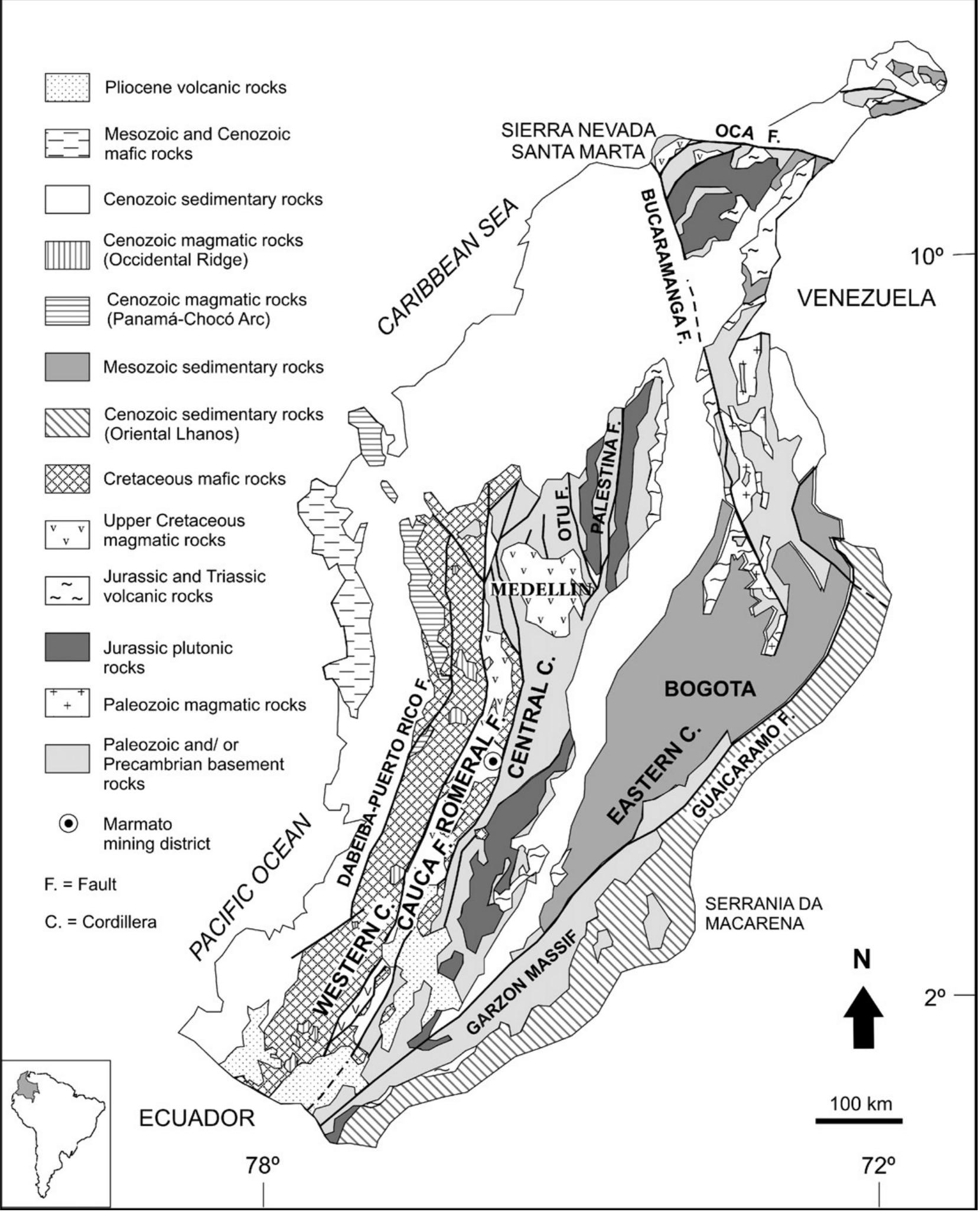 Geological map of the colombian andes (modified from