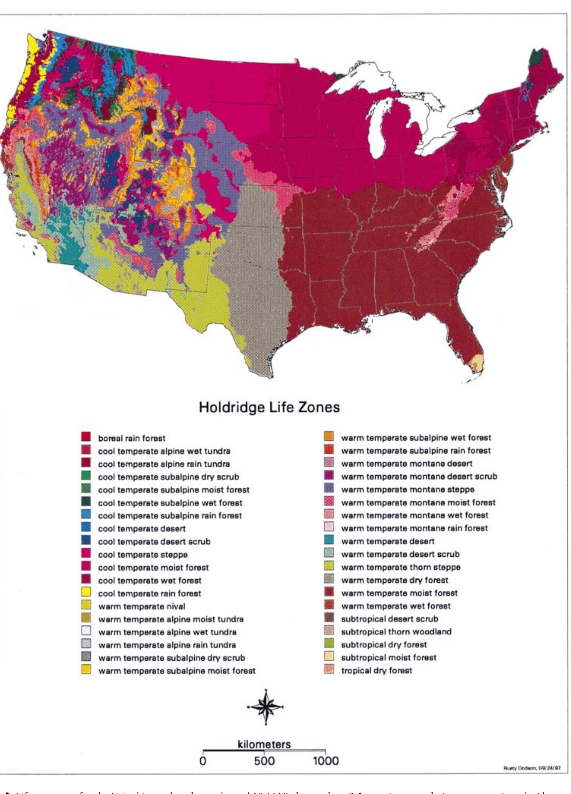 Figure 3 - The Holdridge life zones of the conterminous
