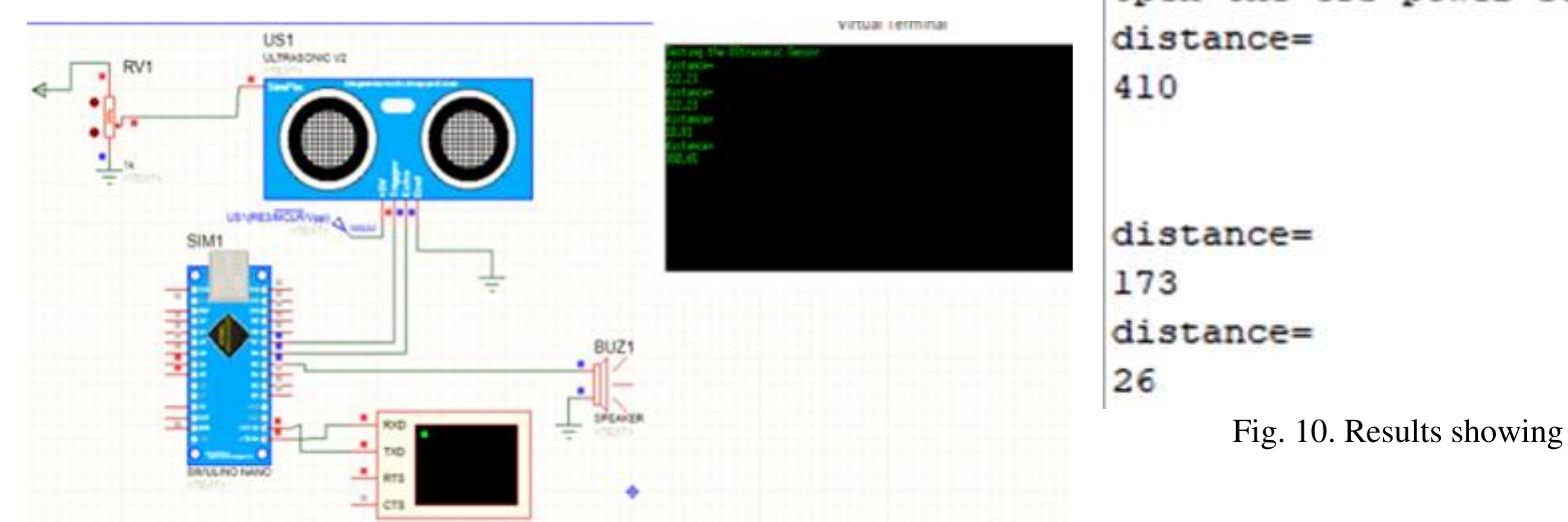 Interfacing ultrasonic sensor with arduino nano. a virtual