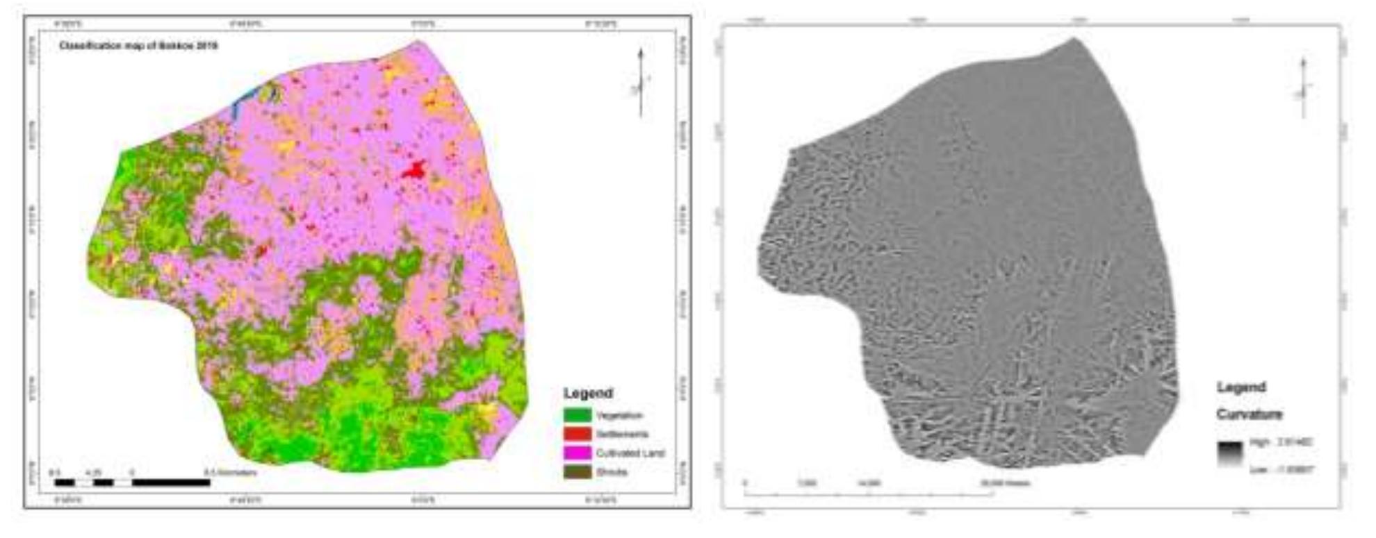 Vegetation cover map figure 8 curvature map compares to
