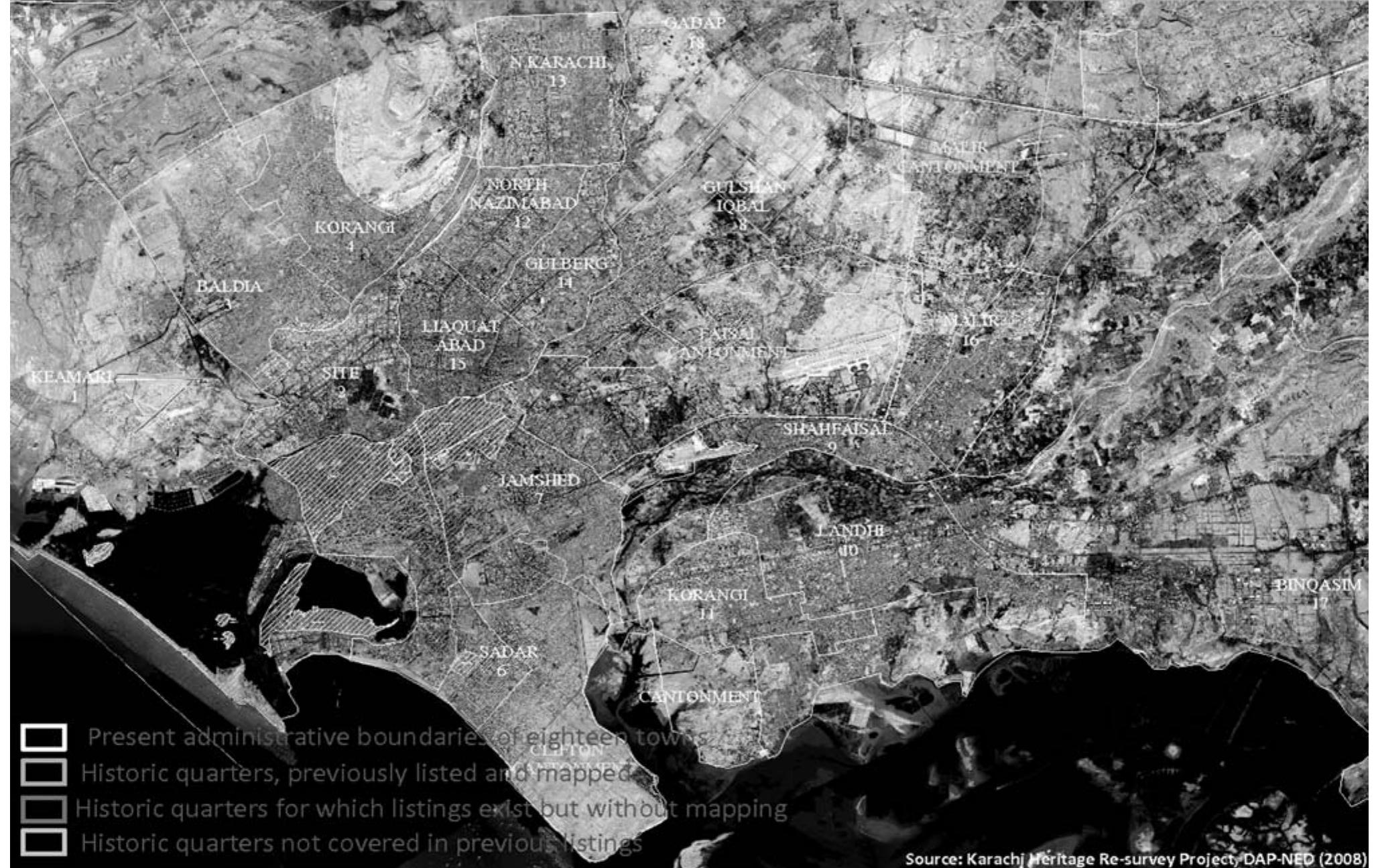 -2: satellite image of karachi showing demarcation of the