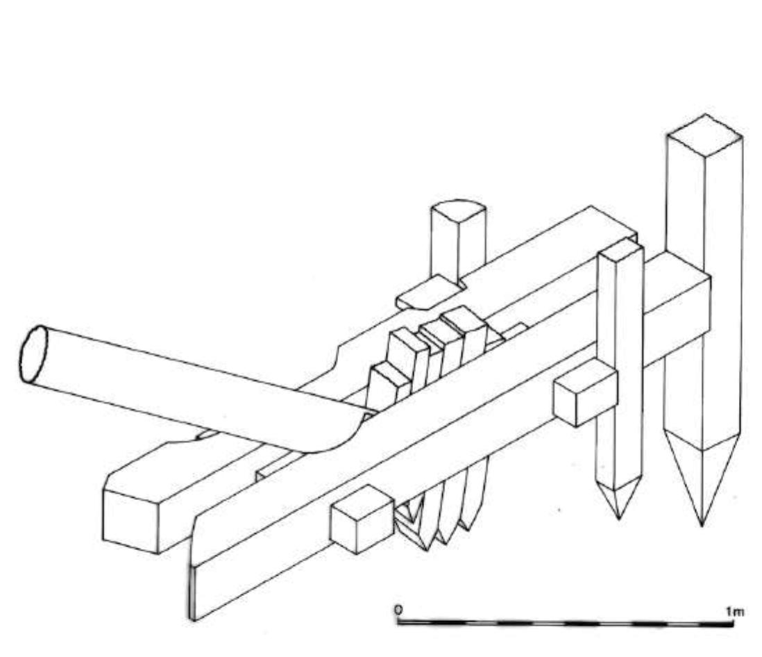 Isometric drawing of a supporting structure from the western