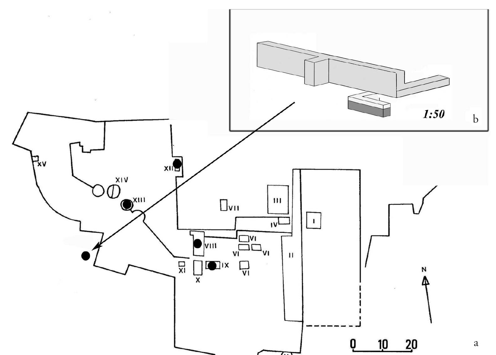 6. (a) phaistos, schematic plan of the palace hill (after