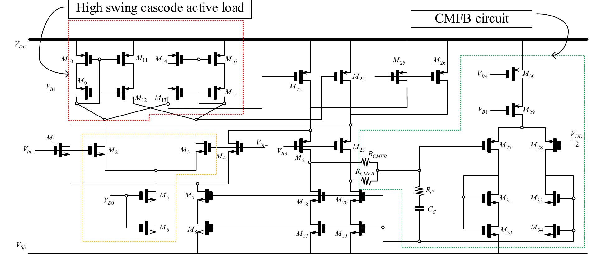 9 circuit diagram of fully differential amplifier with cmfb