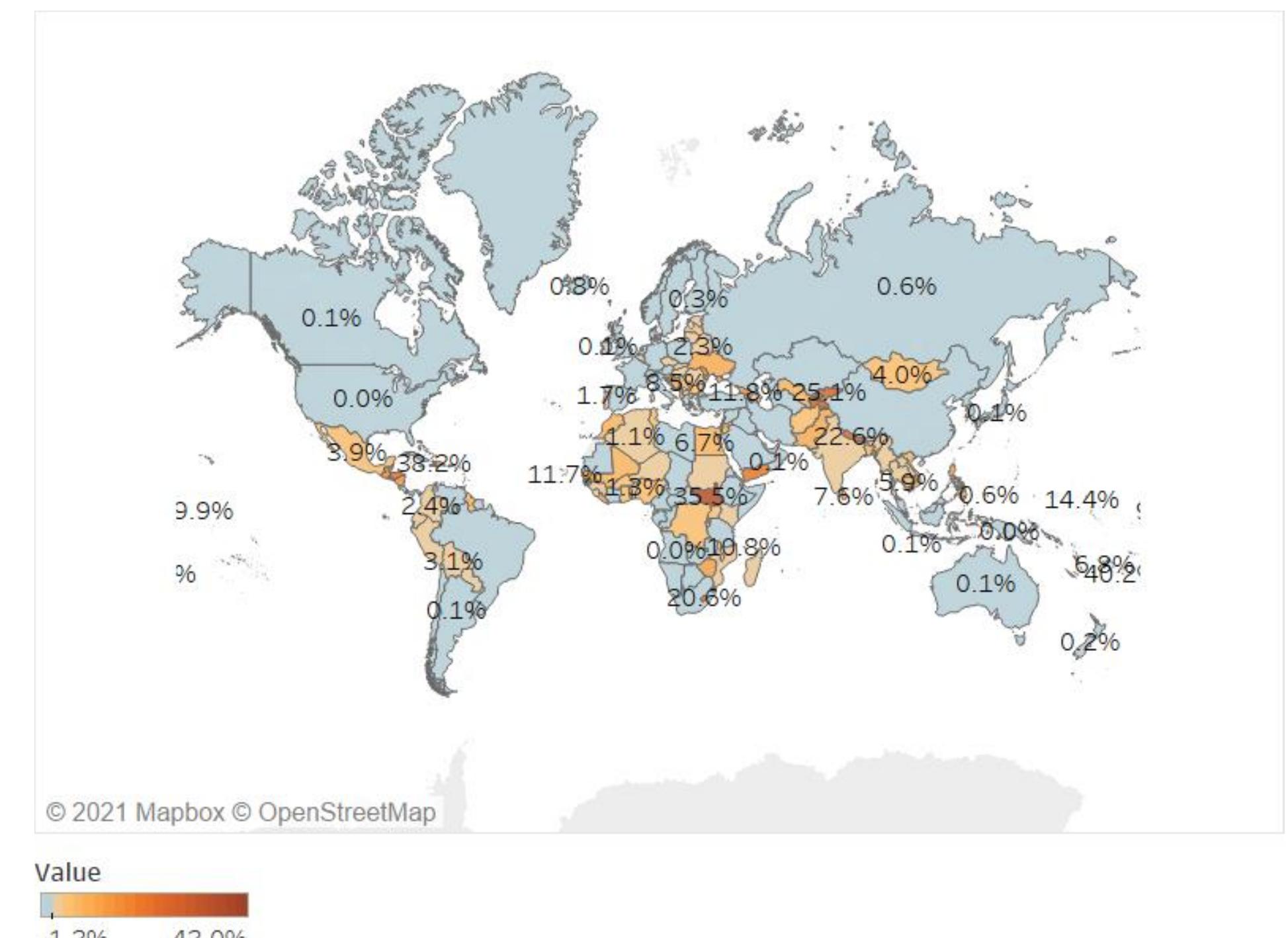Map 1. remittance inflows as per cent of gdp in 2019 on