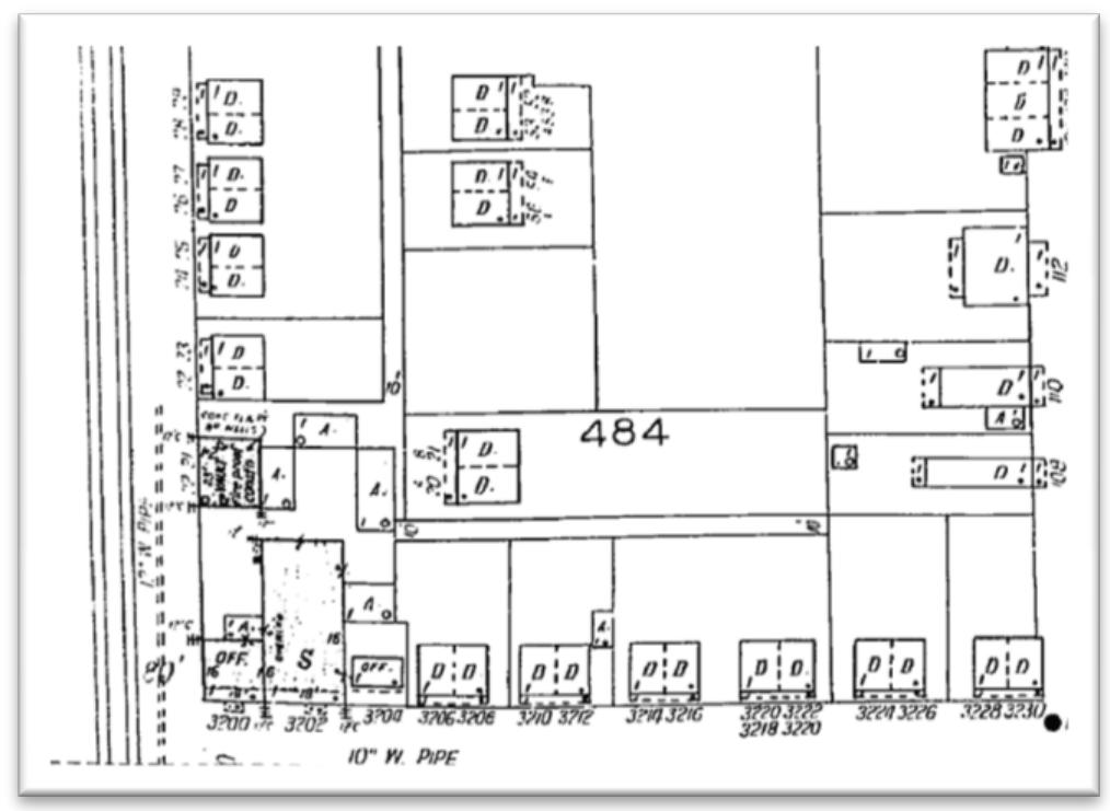 1929 sanborn map of the study area. map courtesy of the linn